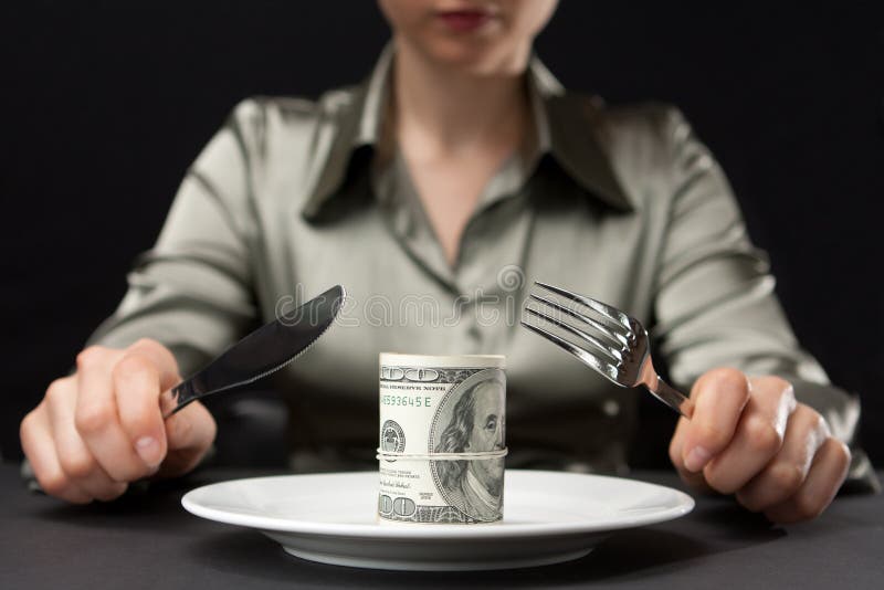 Money for dinner stock image. Image of finance, fork, money - 9349219