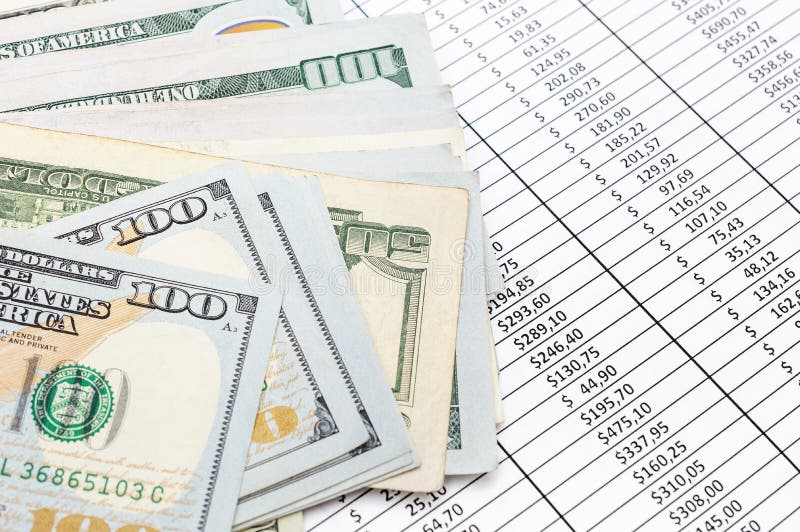Money on Documents with Financial Data. Business Concept Stock Photo ...
