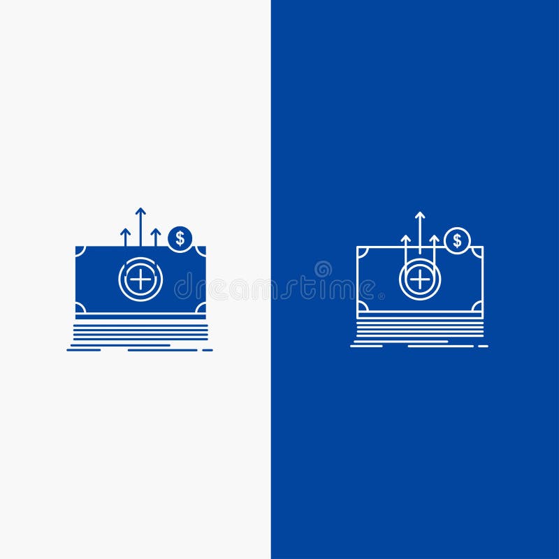 Money, Dollar, Medical, Transfer Line and Glyph Solid Icon Blue Banner ...