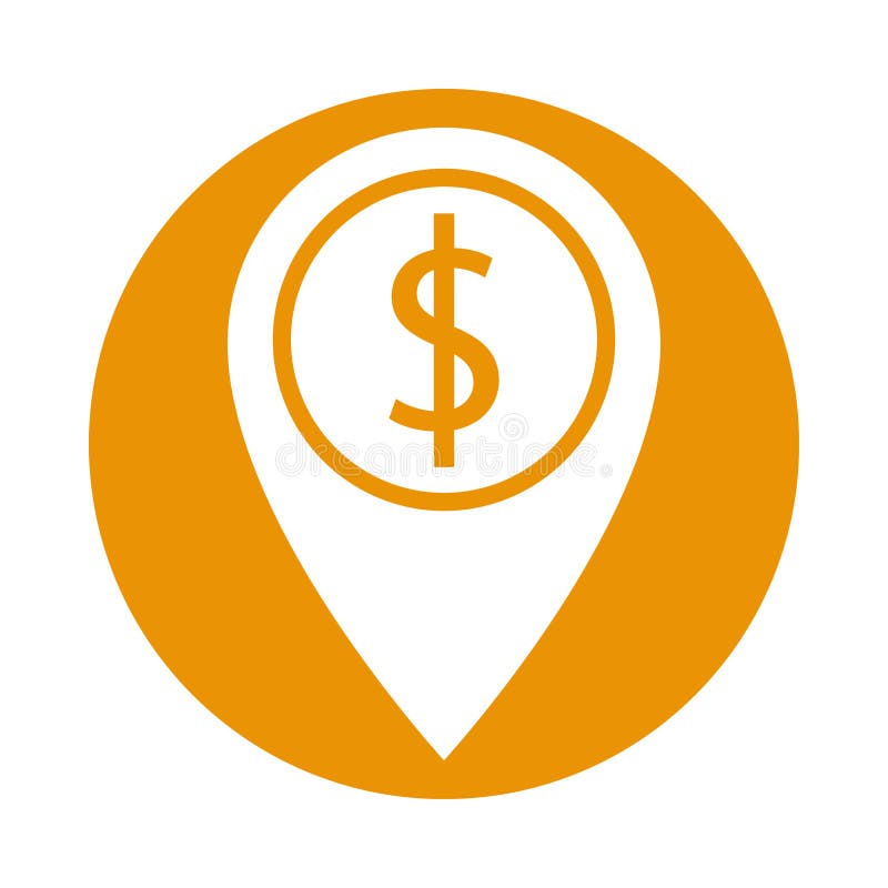 Money Dollar Symbol in Pointer Location Stock Vector - Illustration of ...
