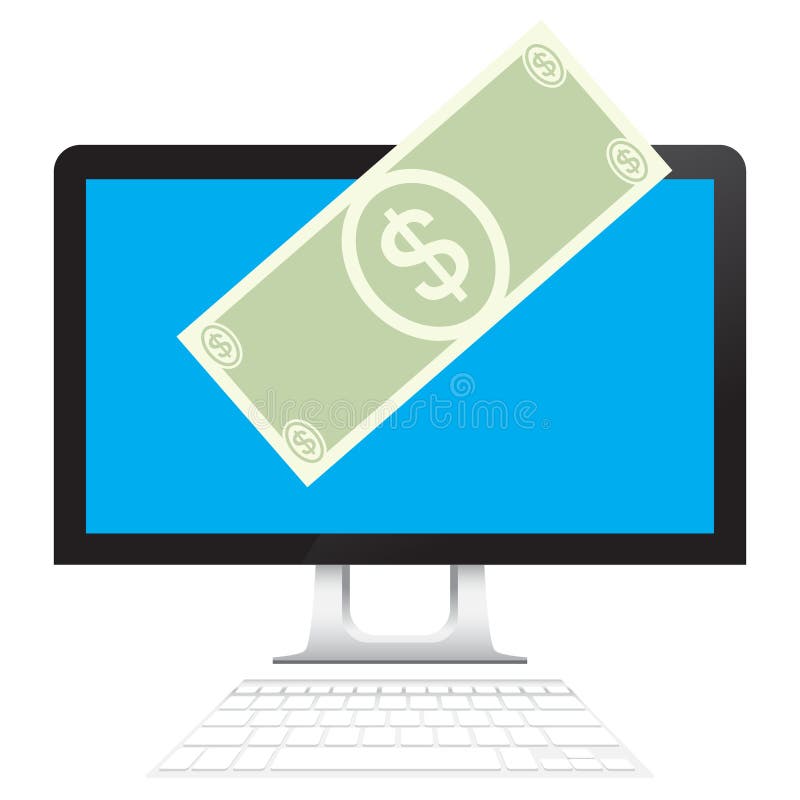 Money Dollars in Desktop Computer Stock Vector - Illustration of dollar ...