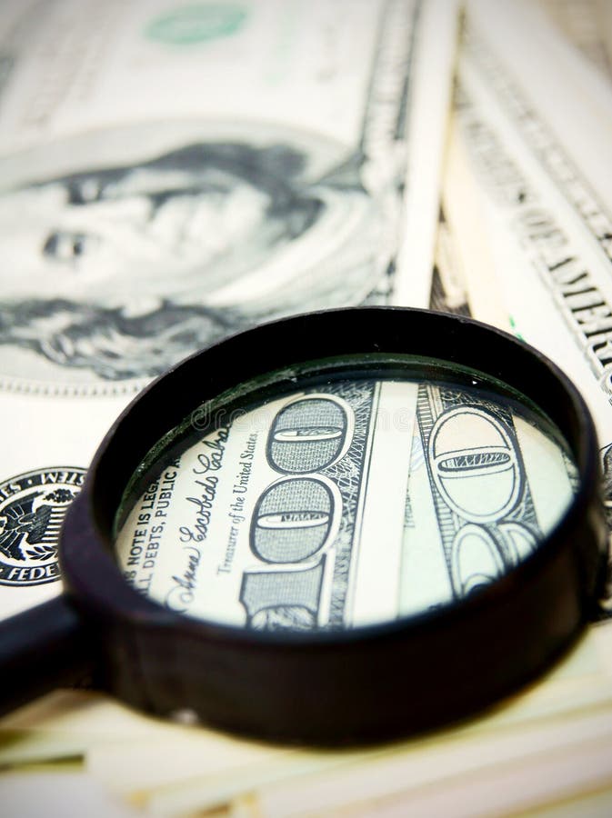 Money (dollars) and Magnifier. Stock Image - Image of heap, exchange ...