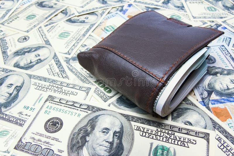 Money Dollars in Purse on Money Background Stock Image - Image of notes ...