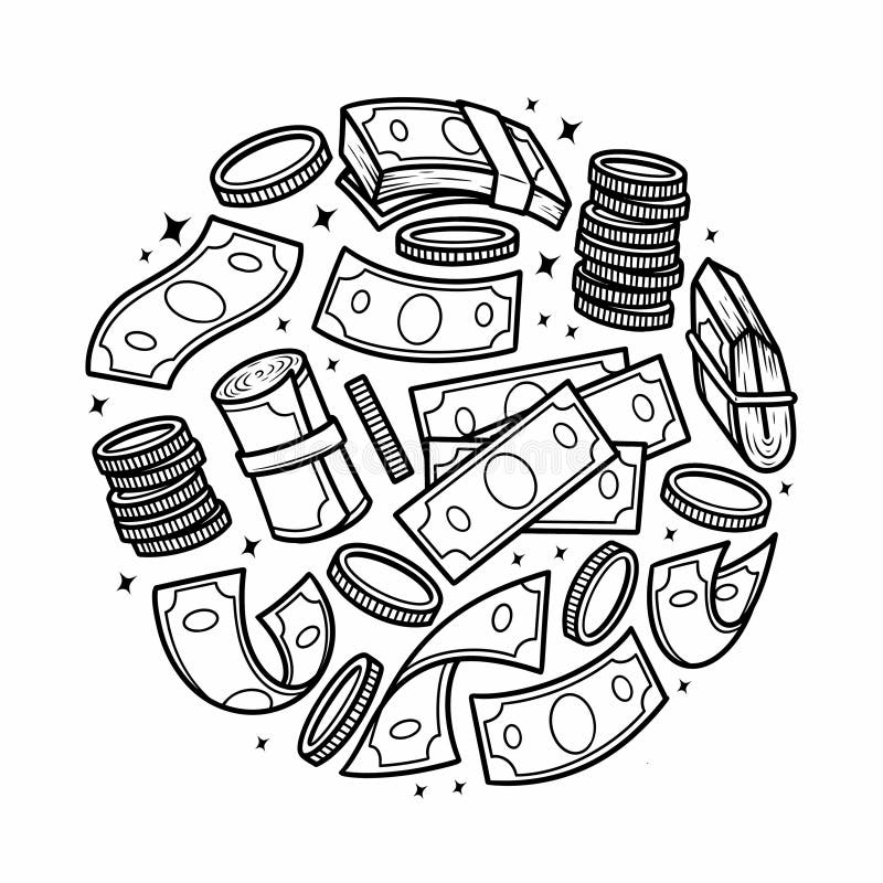 Money Doodle Element Hand Drawn Vector Stock Vector - Illustration of ...