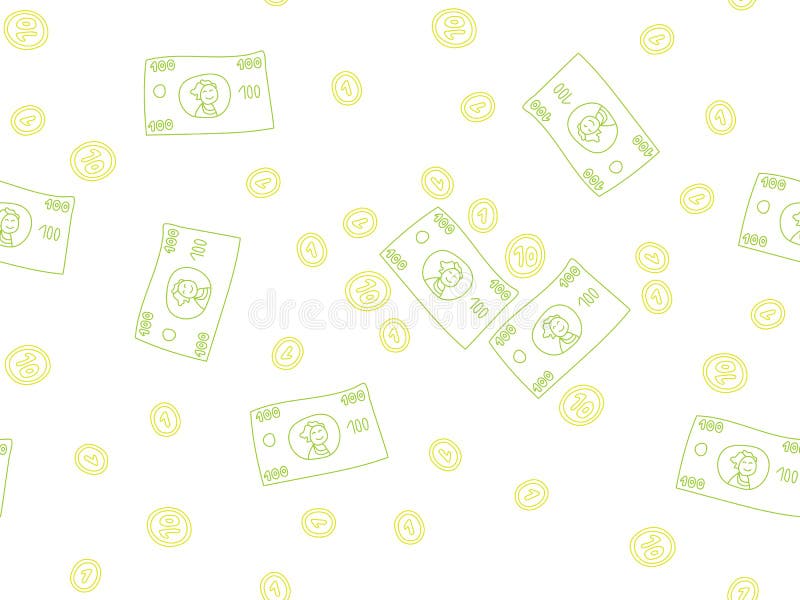 Money doodle pattern stock vector. Illustration of green - 68714665
