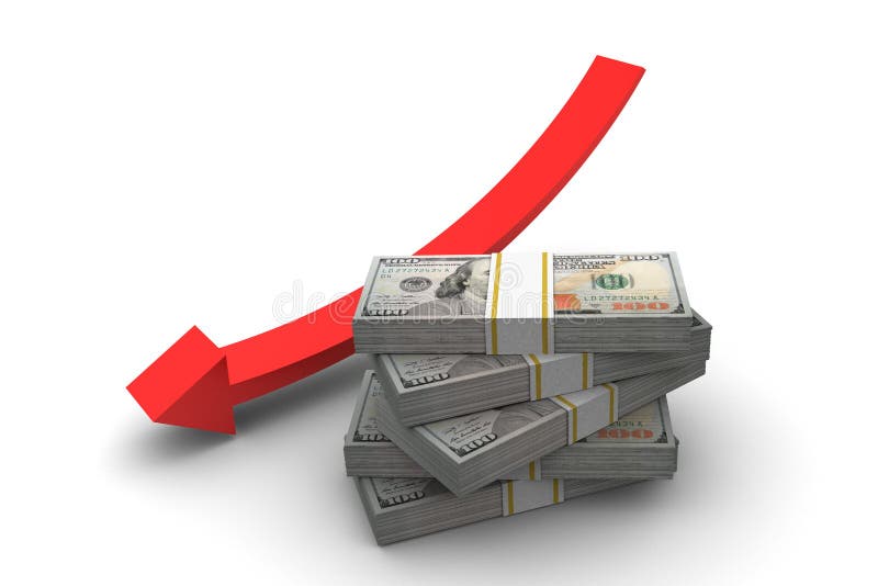Money Down Arrow stock illustration. Illustration of commerce - 39082475