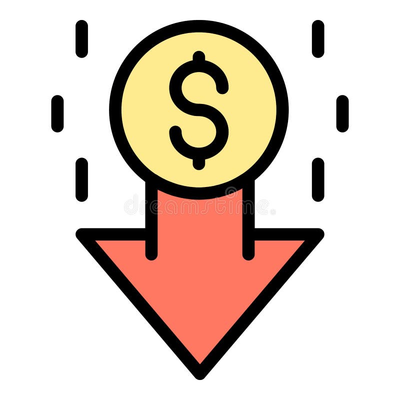 Money Down Icon Color Outline Vector Stock Vector - Illustration of ...