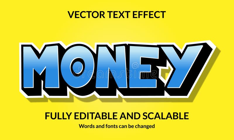 Money Editable 3D Text Style Effect Stock Vector - Illustration of sign ...