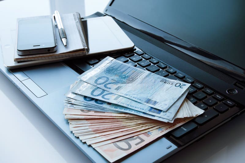 Money and Electronic Devices Stock Photo - Image of monitor, notebook ...
