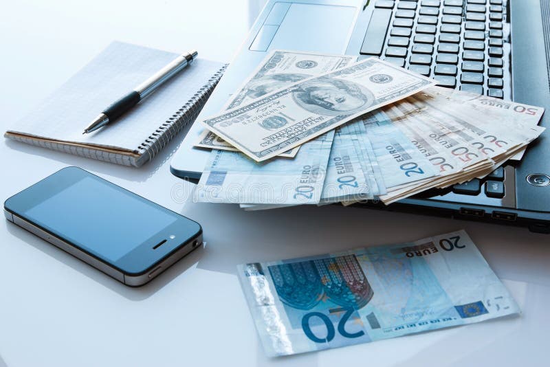 Money and Electronic Devices Stock Photo - Image of equipment, data ...