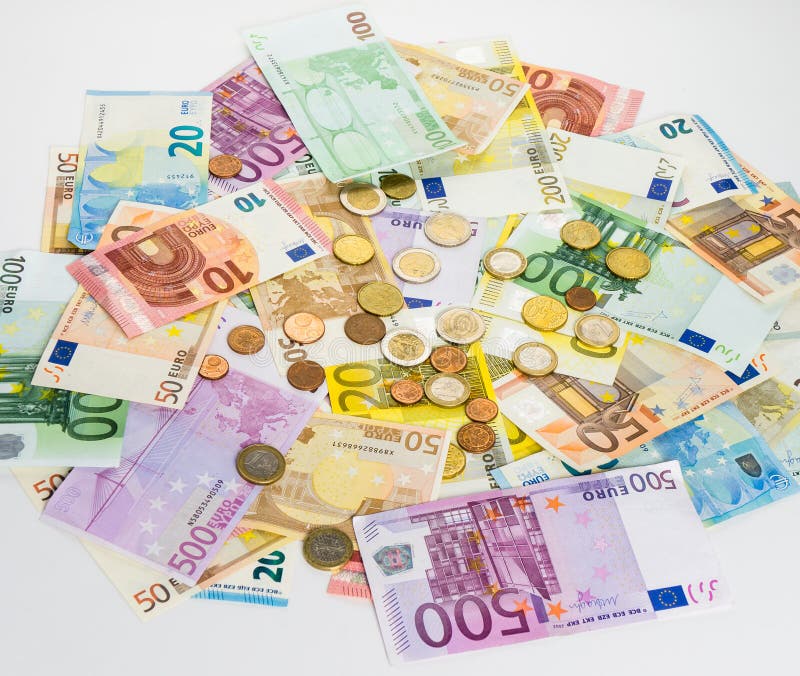 Money Euro Banknotes and Coins Finance Objects Stock Photo - Image of ...