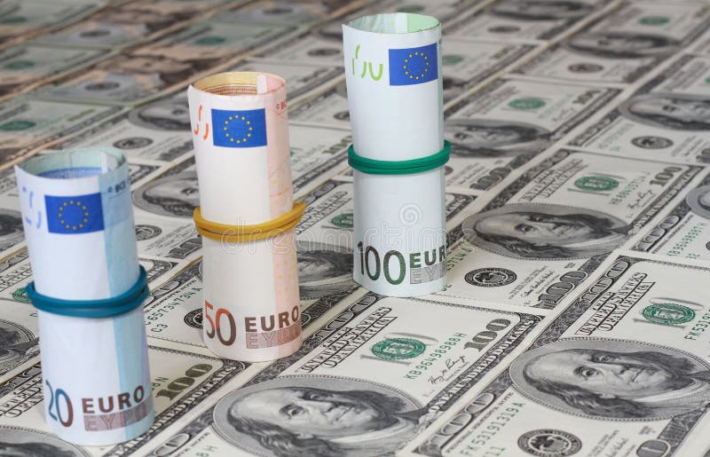 Euro Rolls Along the Edge of the Table Stock Photo - Image of euro ...