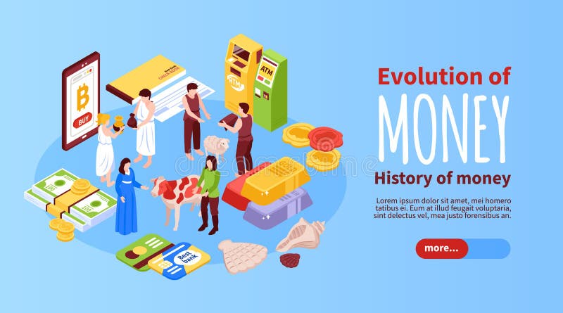 Money Evolution Horizontal Banner Stock Vector - Illustration of ...