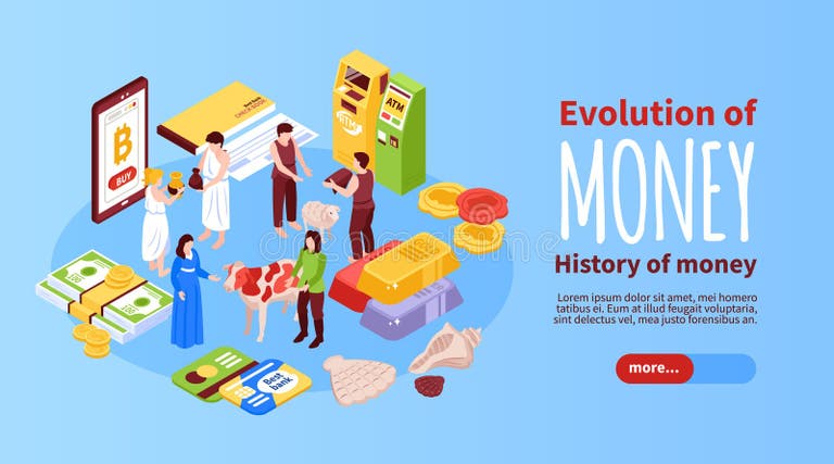 Money Evolution Horizontal Banner Stock Vector - Illustration of ...