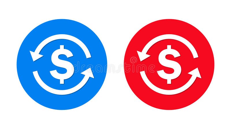 Money Exchange Dollar Sign Icon Flat Trendy Round Button Set Stock ...