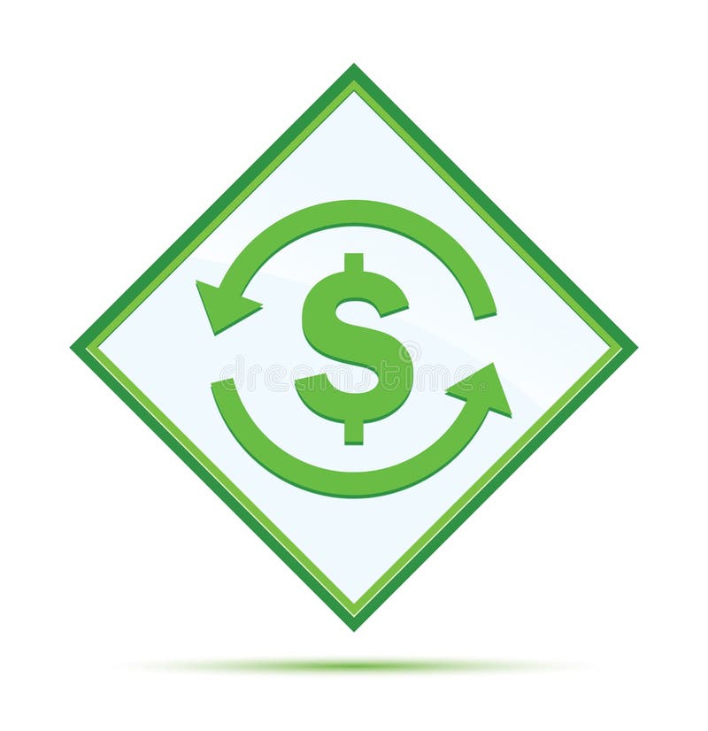 Money Exchange Dollar Sign Icon Modern Abstract Green Diamond Button ...