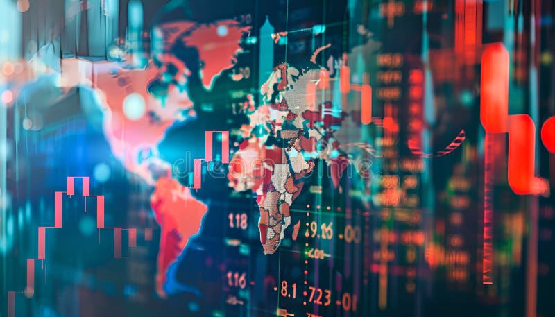 Money Exchange. Multiple Exposure with Dollar Banknotes, Coins, Digital ...