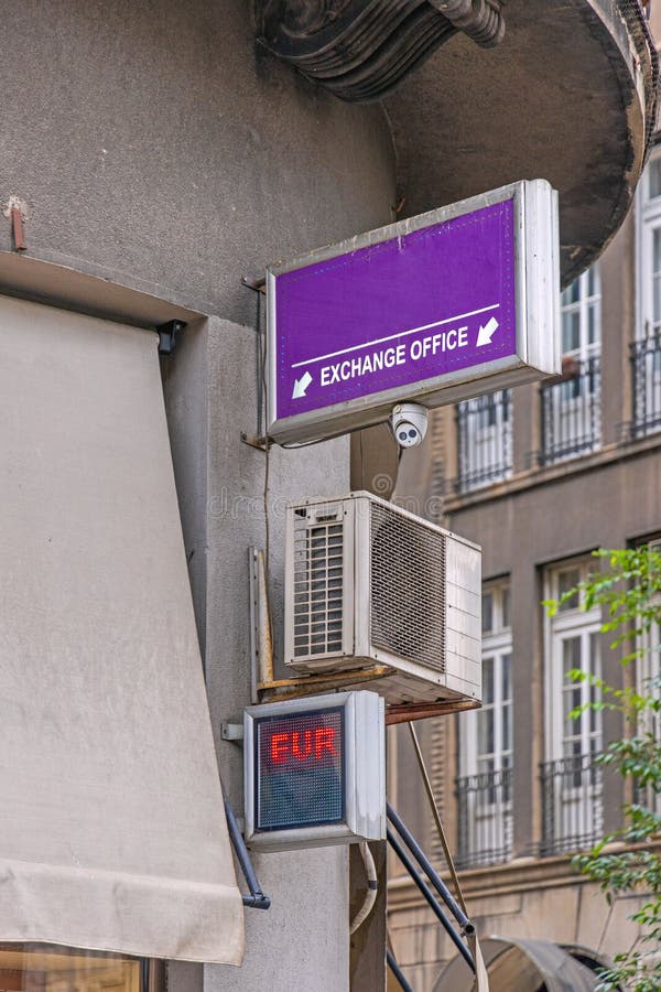 Sign Exchange Office stock image. Image of money, exterior - 232572551