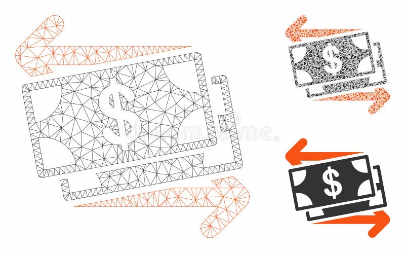 Money Exchange Vector Mesh 2D Model and Triangle Mosaic Icon Stock ...