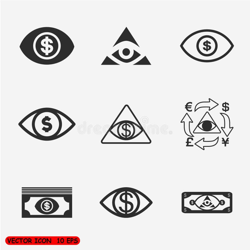 Money eye Icons set stock vector. Illustration of internet - 77366611