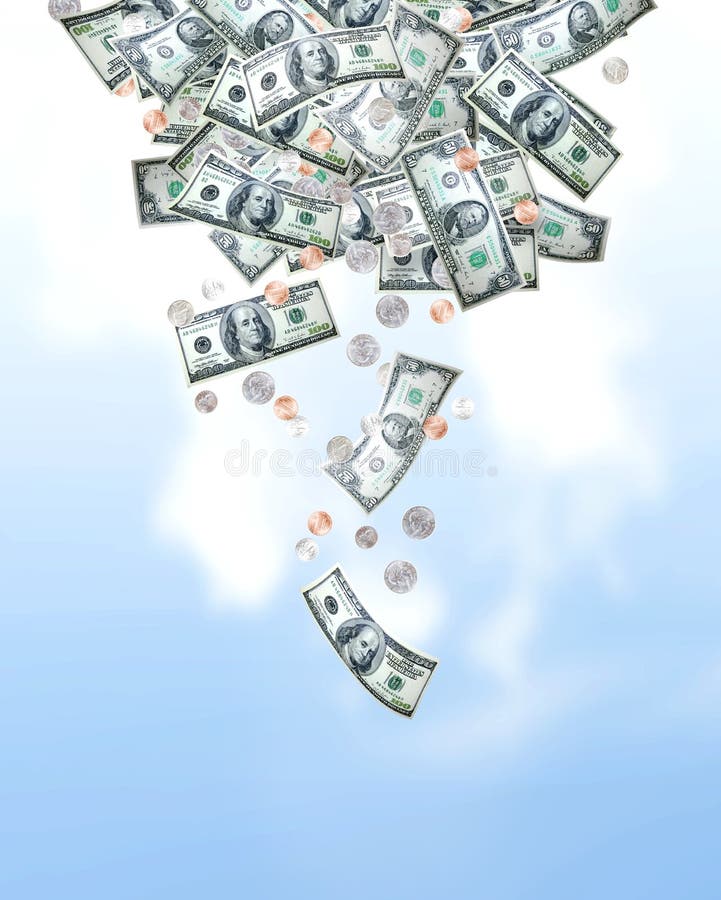 Money falling from sky stock image. Image of luck, lucky - 5233355