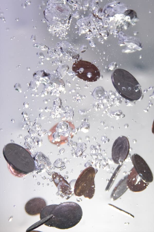 Money falling stock photo. Image of penny, bubbles, water - 6217126