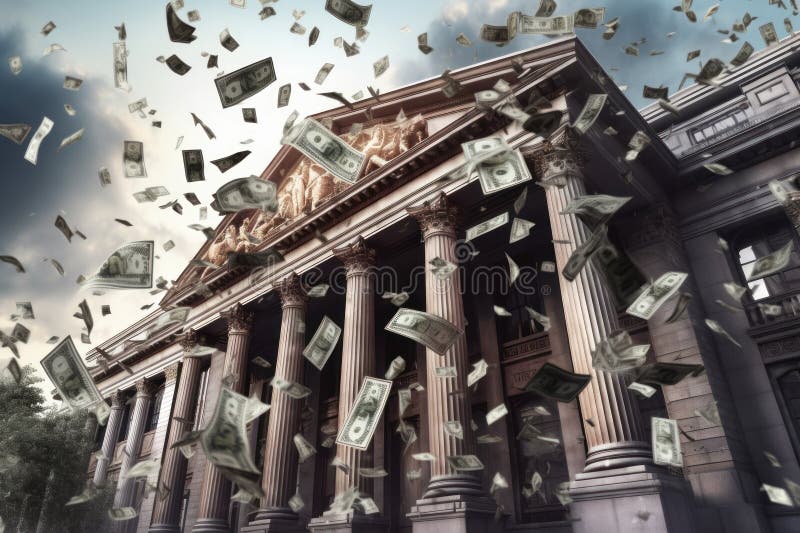 Money Falling from Building. Generate Ai Stock Illustration ...