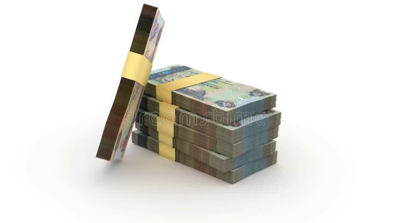 Money Falling Bundles of UAE Dirhams 500 Notes 3D Render Animation ...