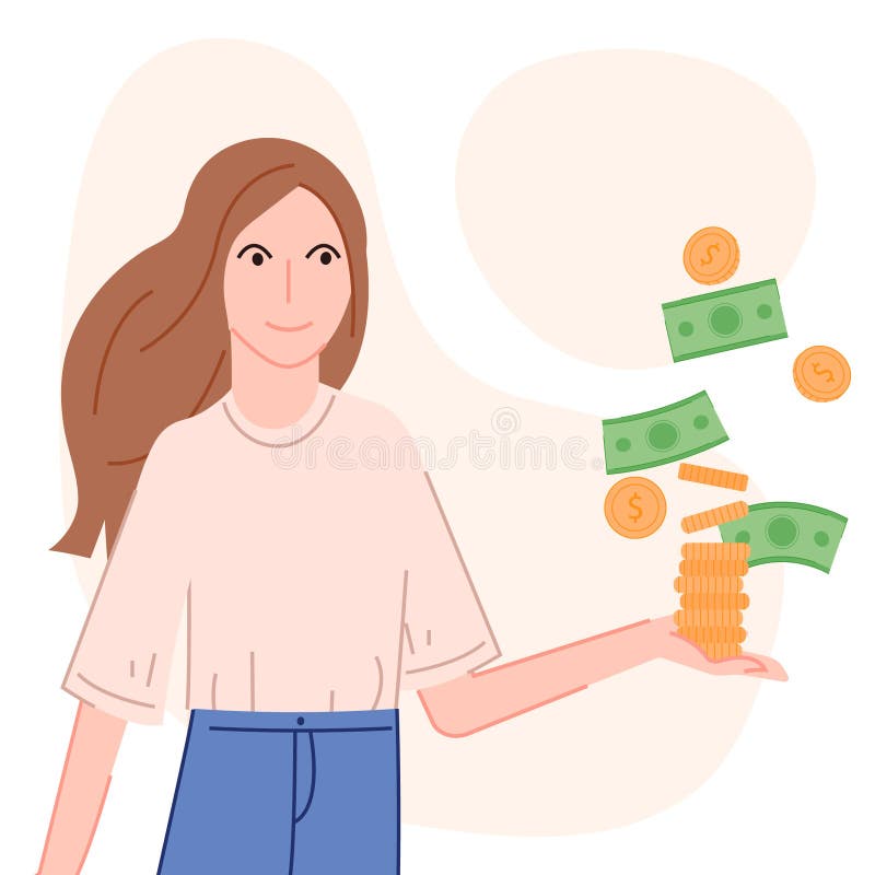 Money Falling into the Hand Stock Vector - Illustration of design, cash ...