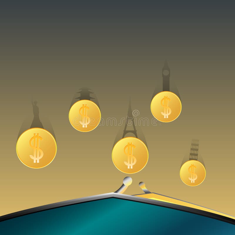 Money Falling into the Purse and Gives the Shadow Stock Vector ...