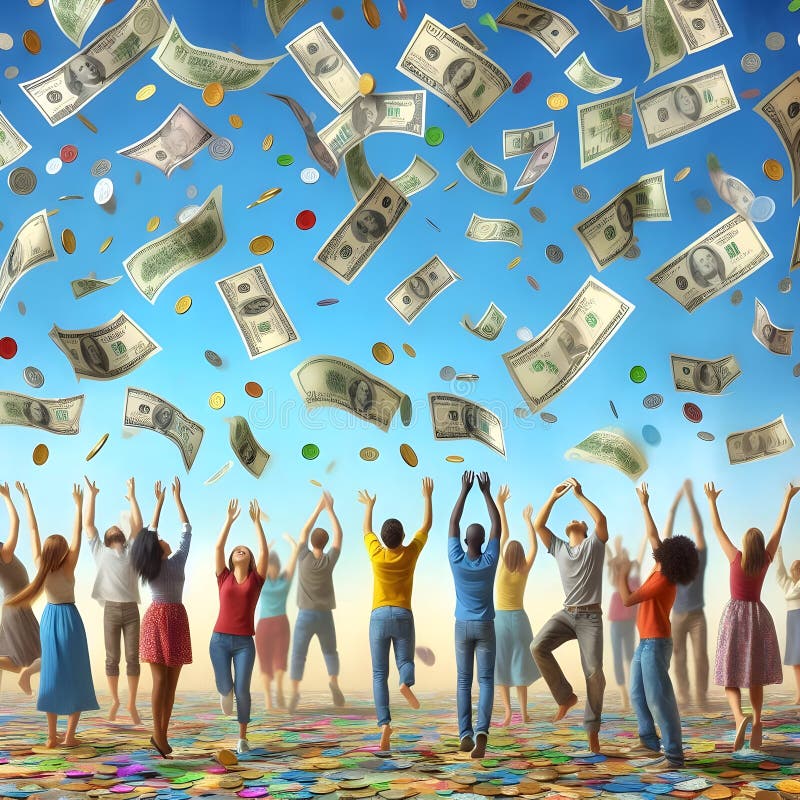 Money falling raining stock illustration. Illustration of cartoon ...