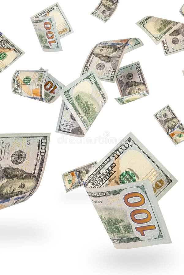 Money is Falling from the Sky. Isolate on Falling White Banknotes. One ...