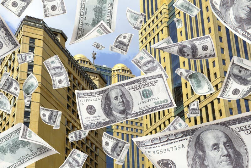 Money Falling from the Top of a Building Stock Photo - Image of ...