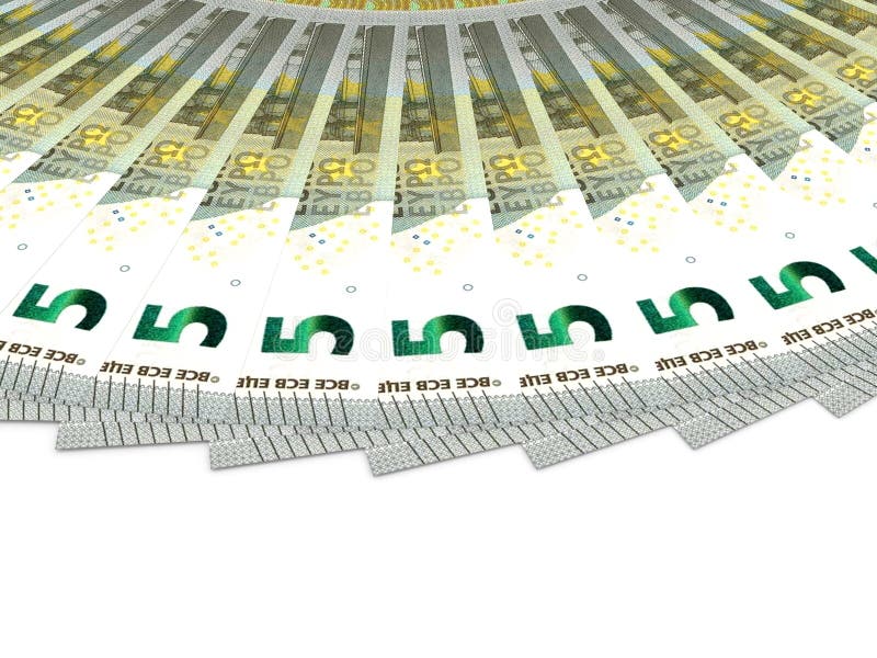 Money fan. Five euros stock illustration. Illustration of loan - 89825256