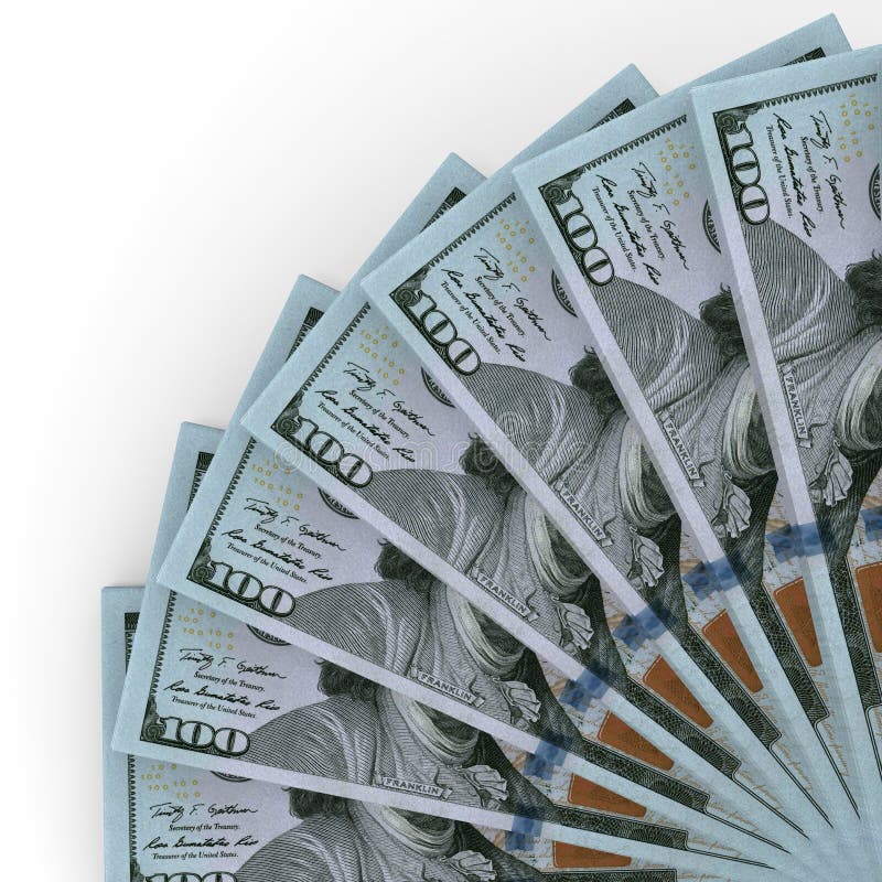Money Fan. New One Hundred Dollars Stock Illustration - Illustration of ...