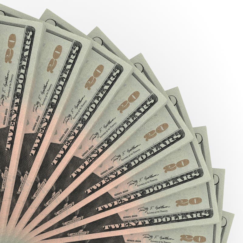 Money fan. Twenty dollars stock illustration. Illustration of market ...