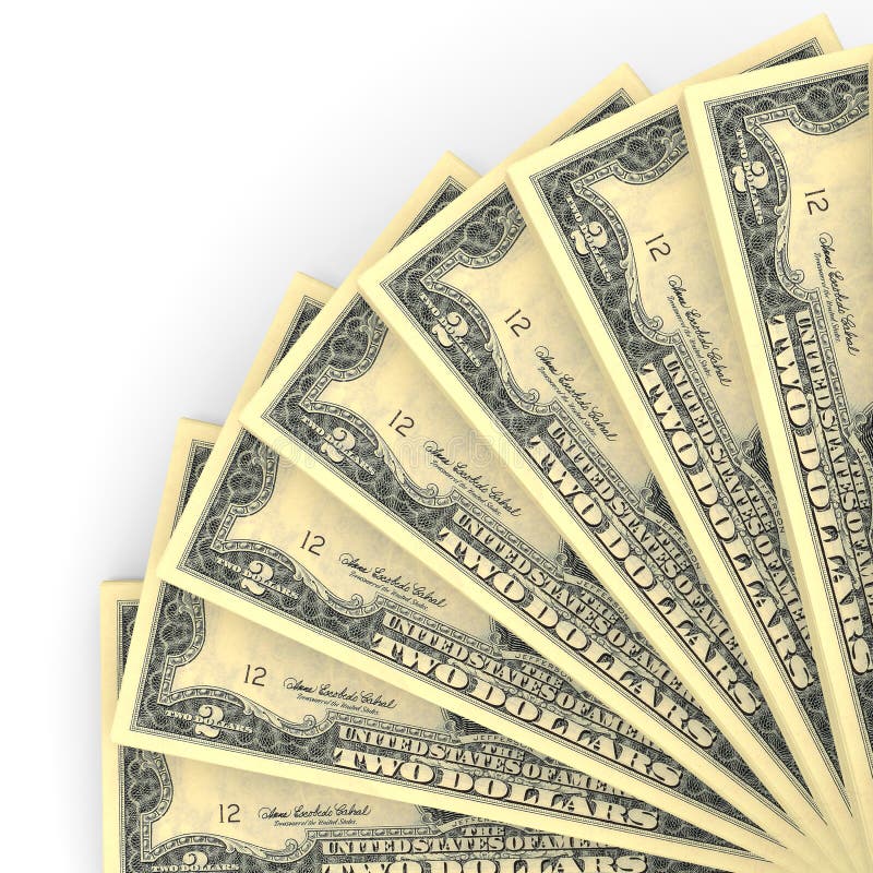 Money fan. Two dollars stock illustration. Illustration of notes - 90937457