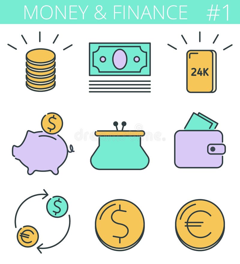 Money and Finance Line Symbols. Vector Thin Outline Icon Set. Stock ... Money and Finance Line Symbols. Vector Thin Outline Icon Set. Stock ...