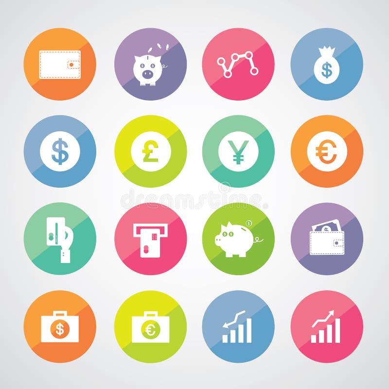 Money and Financial Icon Set Stock Vector - Illustration of economic ...