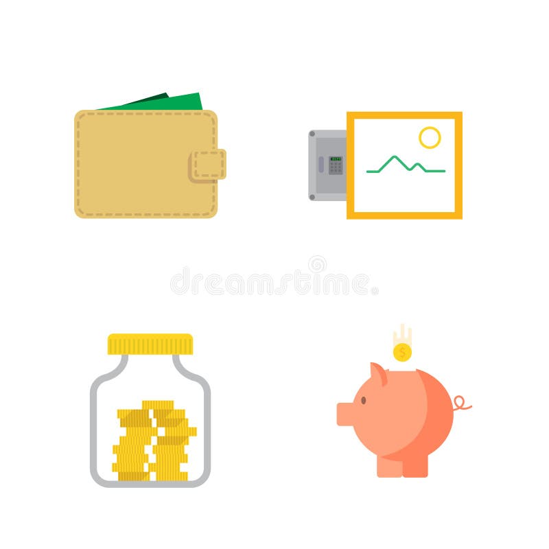 Money Flat Icon Set for, Flat Style Stock Vector - Illustration of ...