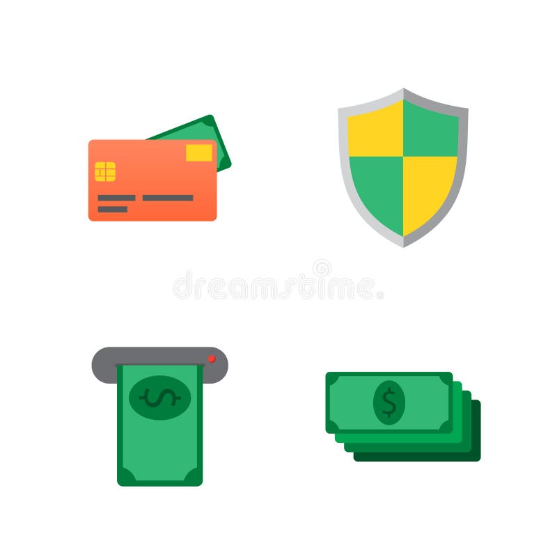 Money Flat Icon Set for, Flat Style Stock Vector - Illustration of ...