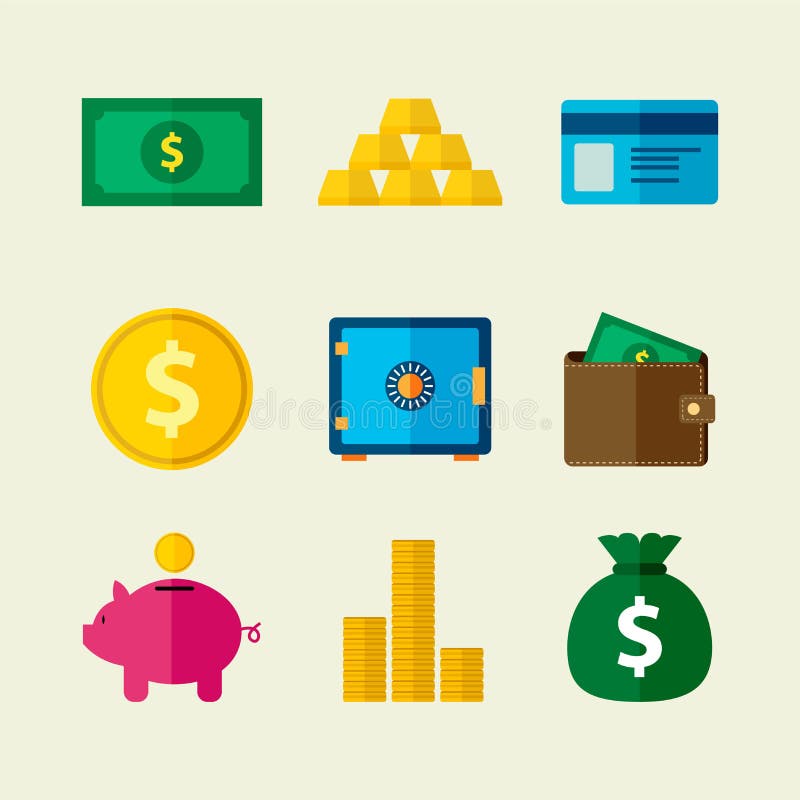 Money Flat Icons stock vector. Illustration of interface - 59798456
