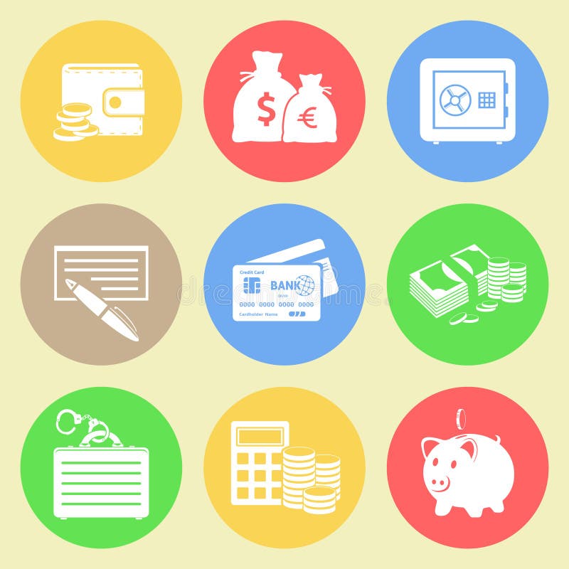Money flat icons set stock vector. Illustration of check - 53462472