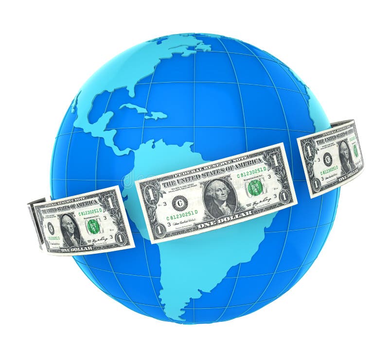 Money Flying Around the World Stock Illustration - Illustration of ...