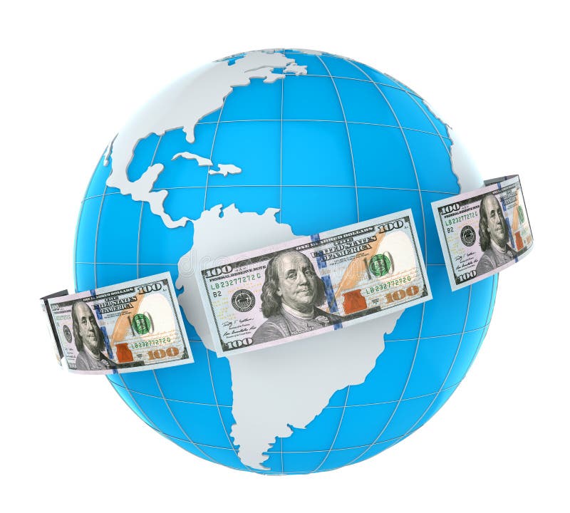 Money Flying Around the World Stock Illustration - Illustration of ...