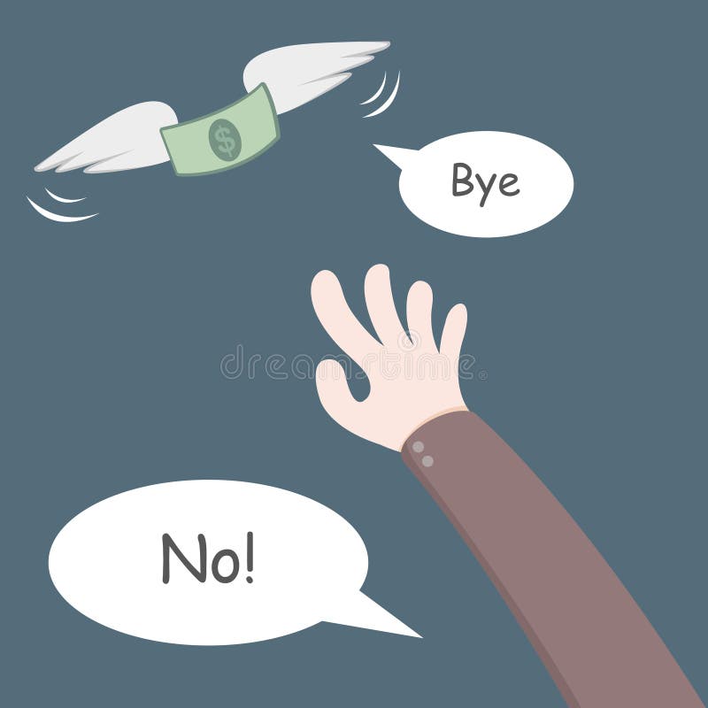 Money is Flying Away from the Pocket Stock Illustration - Illustration ...