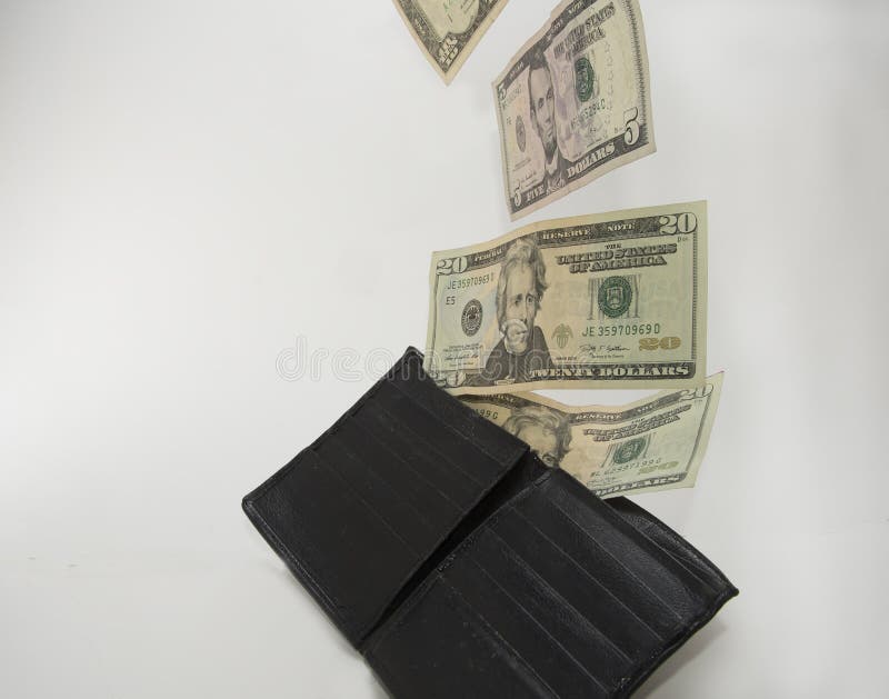 Money Flying out of Wallet stock image. Image of black - 88134469