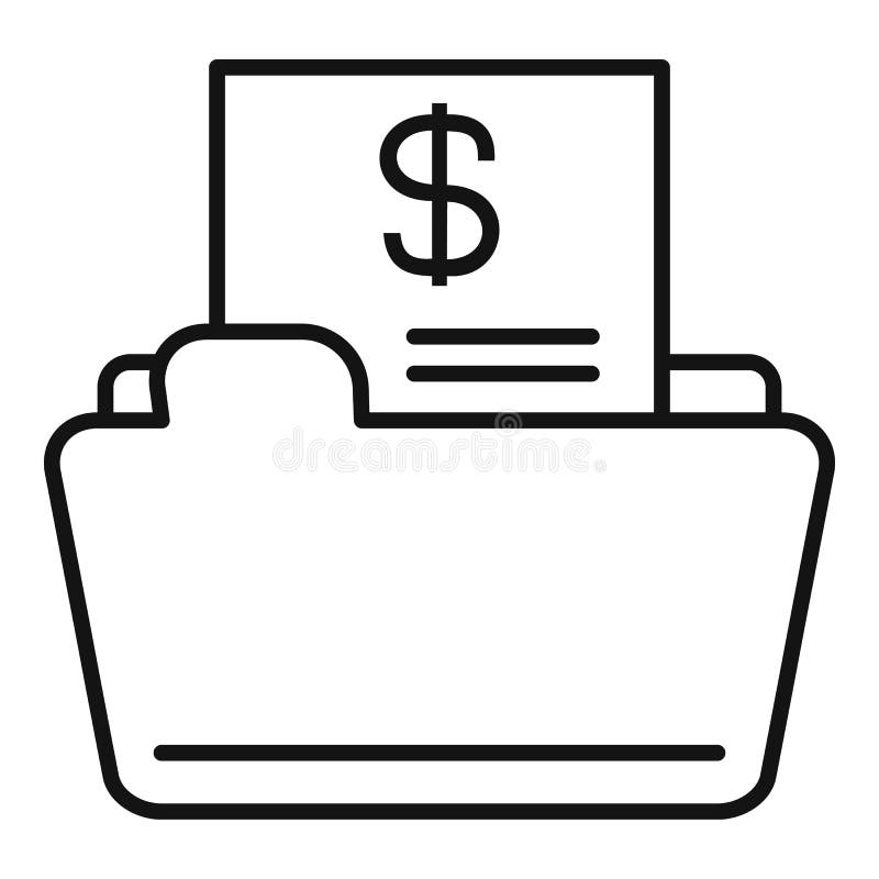 Money Folder Icon, Outline Style Stock Vector - Illustration of paper ...