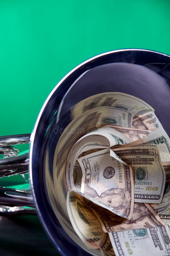 Money in French Horn Bell stock photo. Image of trumpet - 7438276