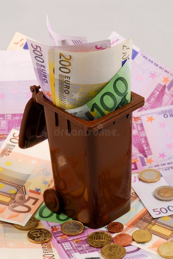 Money in the garbage bin stock image. Image of expenses - 4517753